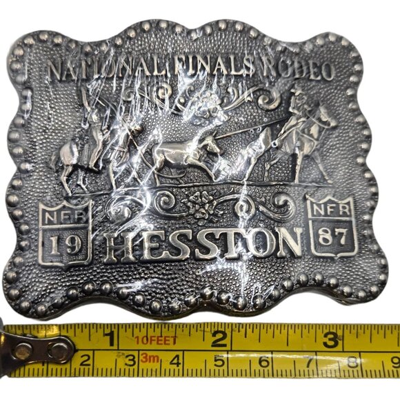 Hesston | Accessories | 987 National Finals Rodeo Belt Buckle Nos Team ...